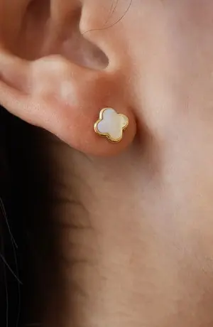 Argento Vivo Clover Mother-of-pearl Stud Earrings