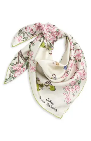 Echo Spring Unfolding Silk Square Scarf - Cream