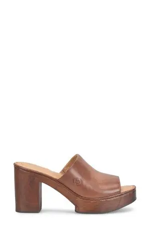 BØRN Nix Platform Slide Sandal - Brown Leather
