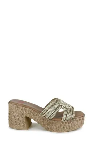 NATIONAL COMFORT Cornella Platform Slide Sandal - Platinum Fabric