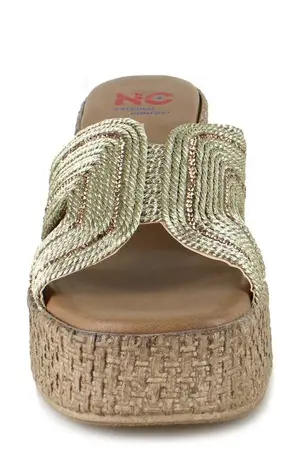 NATIONAL COMFORT Cornella Platform Slide Sandal - Platinum Fabric