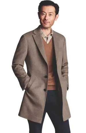 CHARLES TYRWHITT Pure Wool Overcoat - Oatmeal