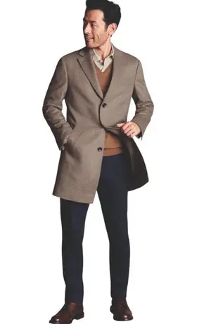 CHARLES TYRWHITT Pure Wool Overcoat - Oatmeal