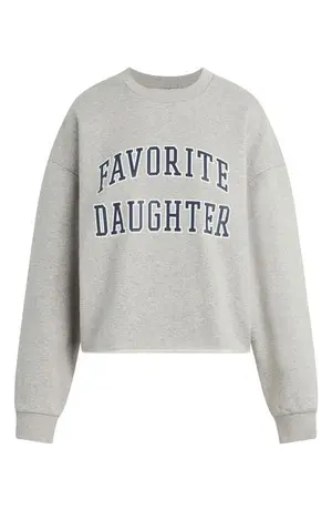 FAVORITE DAUGHTER Cropped Sweatshirt - Heather Grey/navy