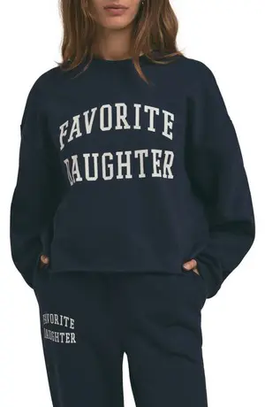FAVORITE DAUGHTER Cropped Sweatshirt - Navy/white