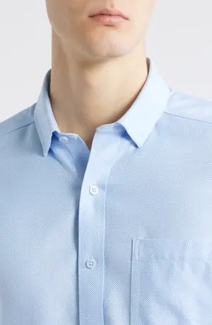 Johnston & Murphy Non-iron Cotton Dobby Dress Shirt - Blue