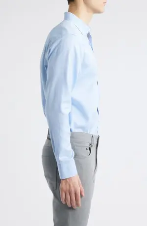 Johnston & Murphy Non-iron Cotton Dobby Dress Shirt - Blue