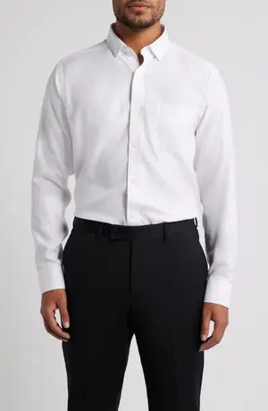 Johnston & Murphy Non-iron Cotton Dobby Dress Shirt - White