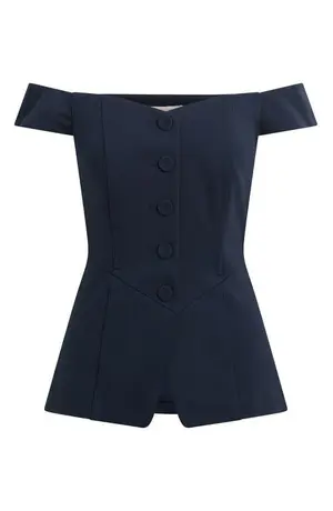 FAVORITE DAUGHTER Off-the-shoulder Peplum Top