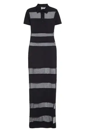 Coperni Stripe Semisheer Polo Dress - Black