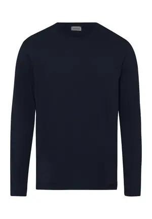 Hanro Living Cotton Crew Neck Top Deep Navy