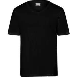 Hanro Sea Island Cotton Cotton V-neck T-shirt - Black