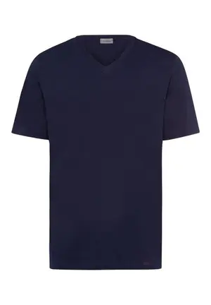 Hanro Living Shirts Cotton V-neck T-shirt - Deep Navy