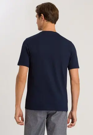 Hanro Living Shirts Cotton V-neck T-shirt - Deep Navy