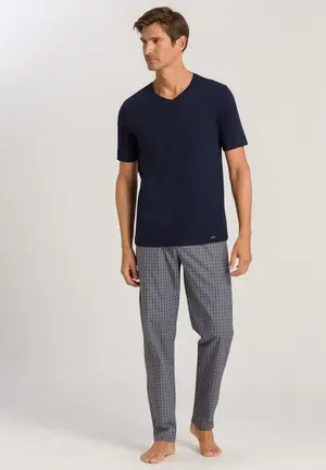 Hanro Living Shirts Cotton V-neck T-shirt - Deep Navy