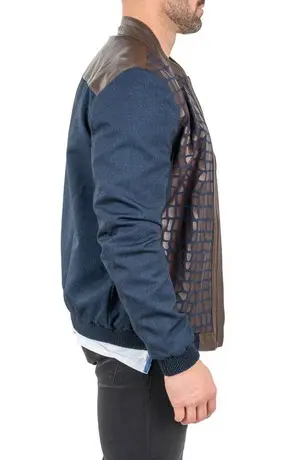 MACEOO Mixed Media Leather Jacket