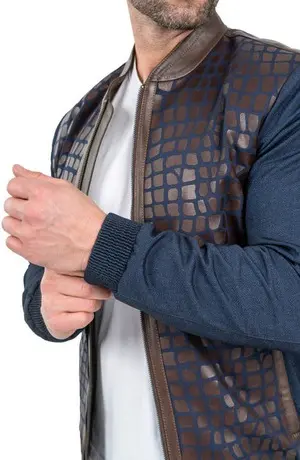 MACEOO Mixed Media Leather Jacket