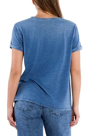 BILLY T Star Embroidered V-neck T-shirt - Blue Combo