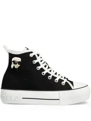Karl Lagerfeld Ikon Kampus Max Logo Patch High Top Sneakers - Black