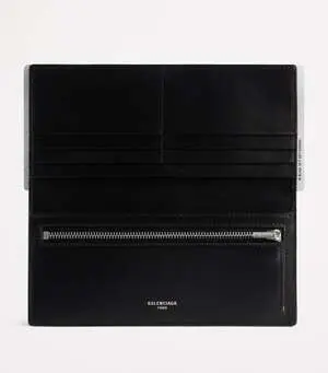 Balenciaga Calfskin Passport Long Wallet - Black