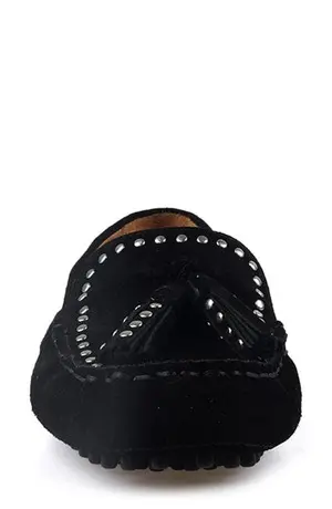 NATIONAL COMFORT Serinna Studded Tassel Loafer - Black Suede