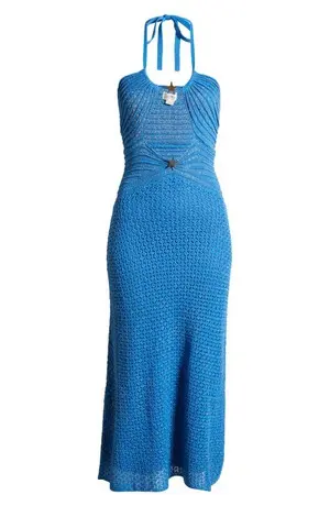 CAPITTANA Zully Metallic Cutout Cover-up Dress - Blue