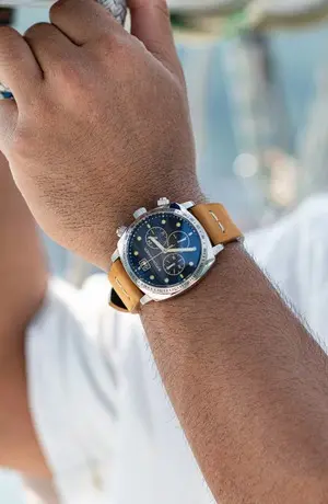 SPINNAKER Hull Chronograph Strap Watch - Black Blue Dial