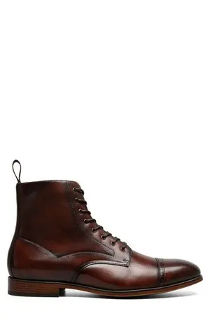 STACY ADAMS Henry Cap Toe Boots - Brown