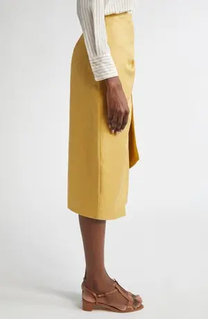 Max Mara Tequila Linen & Silk Wrap Skirt - Yellow