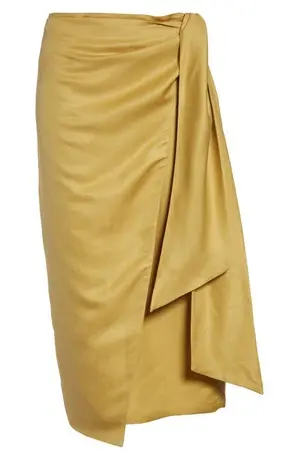 Max Mara Tequila Linen & Silk Wrap Skirt - Yellow