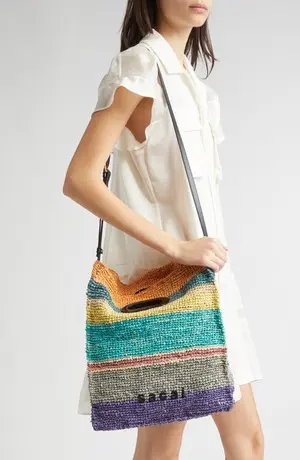 Sacai Medium Raffia Shopper Bag