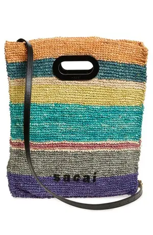 Sacai Medium Raffia Shopper Bag