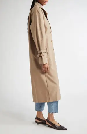 TOTEME Signature Water Repellent Trench Coat - Khaki
