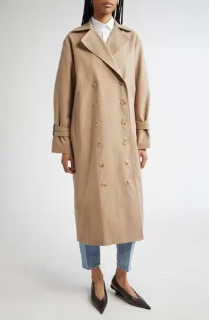TOTEME Signature Water Repellent Trench Coat - Khaki