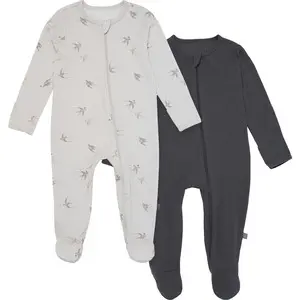MODERN MOMENTS™ BY GERBER Sleep 'n Play With Mittens Set Of 2 - Light Grey Sparrows