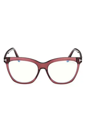 TOM FORD 54mm Butterfly Optical Glasses - Transparent Wine / Blue Block