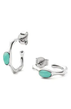 MISSOMA Small Magma Hoop Earrings - Silver/ Amazonite