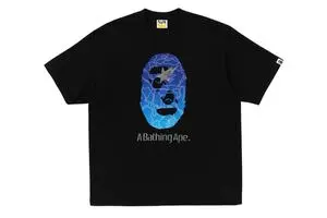 A BATHING APE Line Camo Ape Head Relaxed Fit Tee Shirt - Black