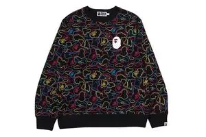 A BATHING APE Neon Camo Crewneck Sweatshirt