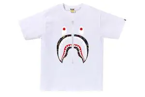 A BATHING APE Neon Camo Shark Tee Shirt - White