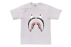 A BATHING APE Neon Camo Shark Tee Shirt - Gray