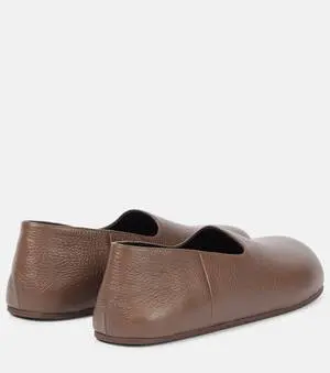 THE ROW Hugh Leather Slip-on Shoes - Brown