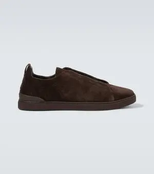 Zegna Triple Stitch Suede Sneakers - Black