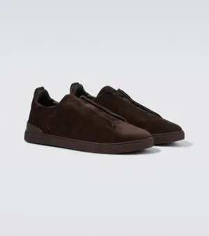 Zegna Triple Stitch Suede Sneakers - Black