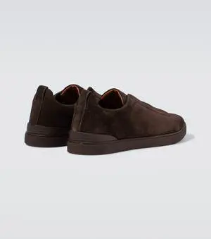 Zegna Triple Stitch Suede Sneakers - Black
