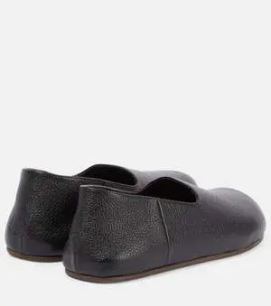 THE ROW Hugh Leather Slip-on Shoes - Black