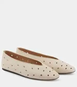 Le Monde Beryl Regency Embellished Leather Ballet Flats