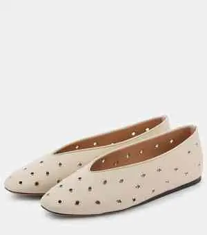 Le Monde Beryl Regency Embellished Leather Ballet Flats