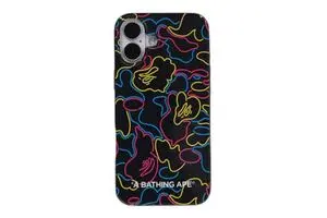 A BATHING APE Neon Camo Iphone 16 Plus Case - Black