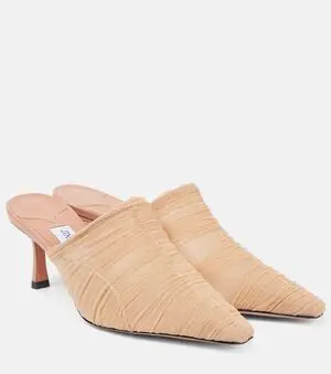 JIMMY CHOO Lotta 65 Ruched Tulle Mules - Pink